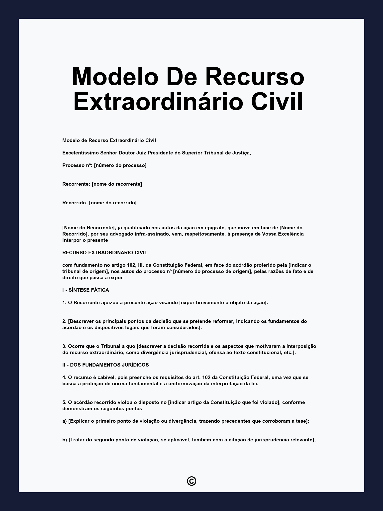 Modelo De Recurso Extraordinário Civil