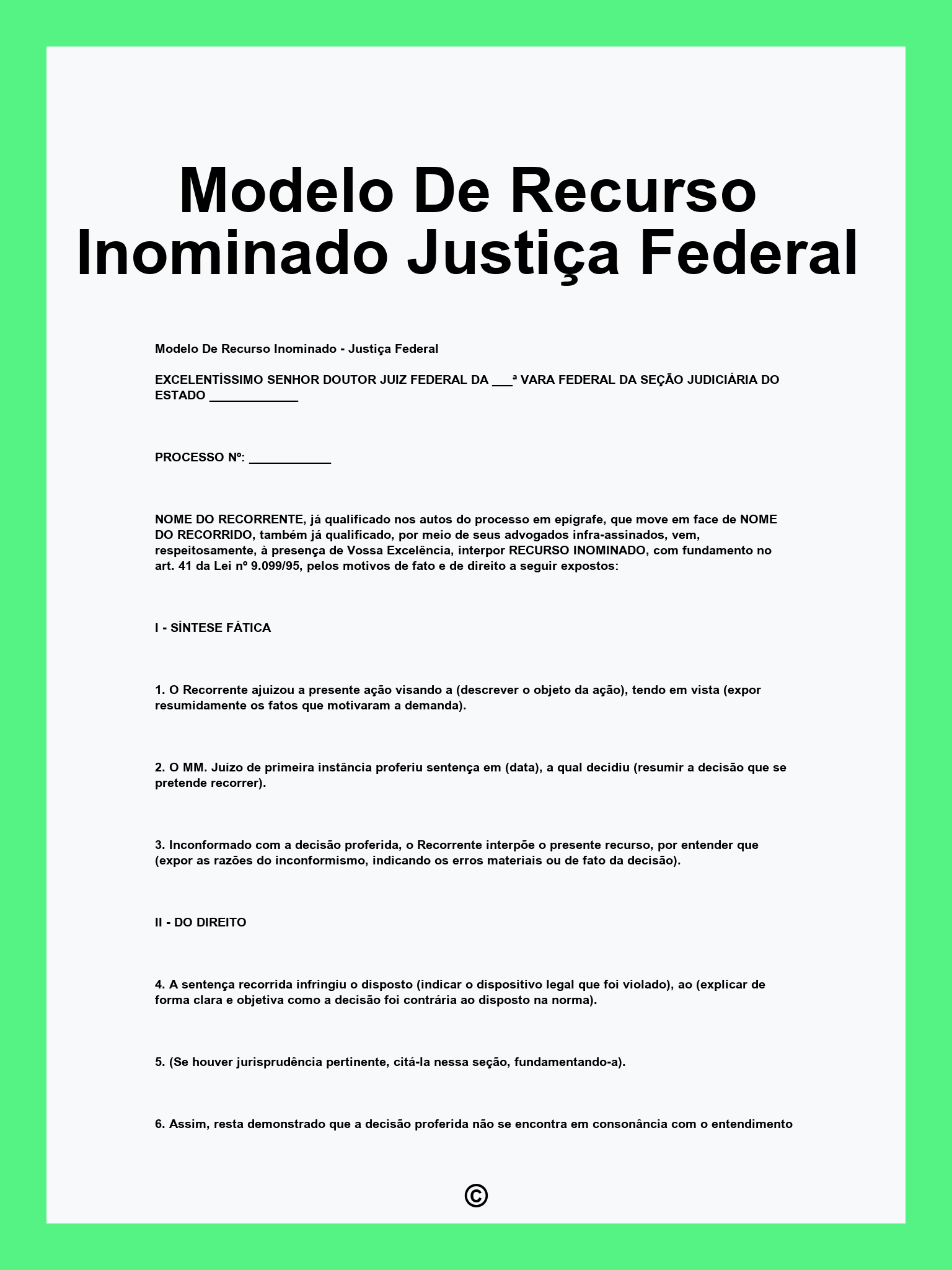 Modelo De Recurso Inominado Justiça Federal