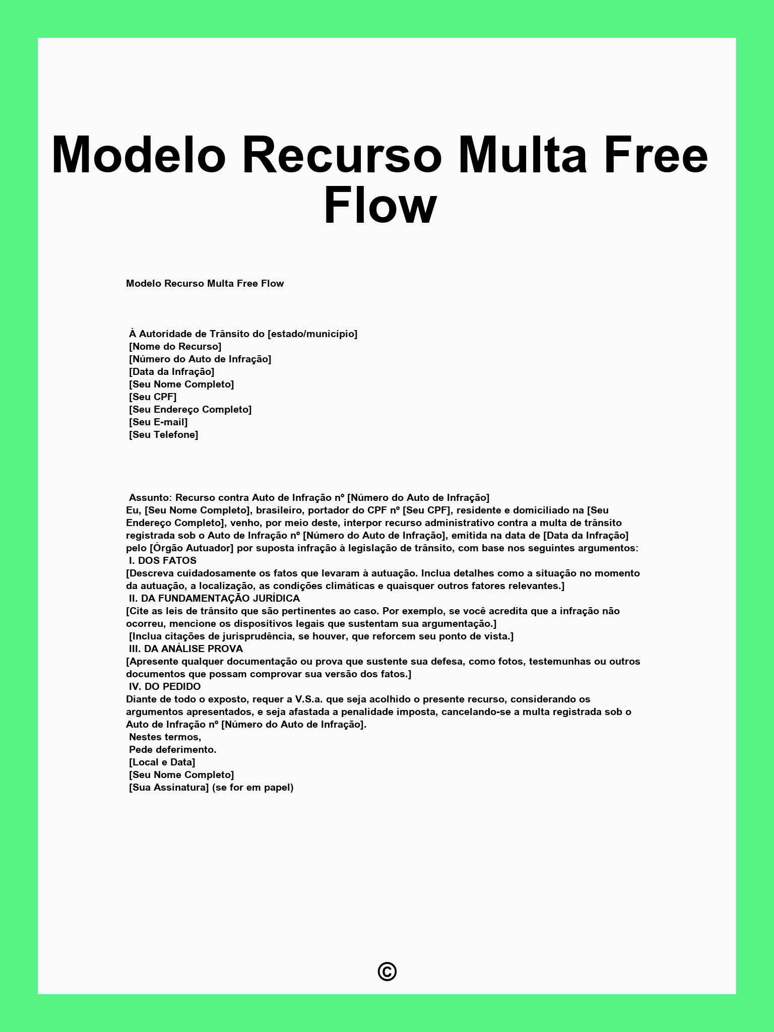 Modelo Recurso Multa Free Flow