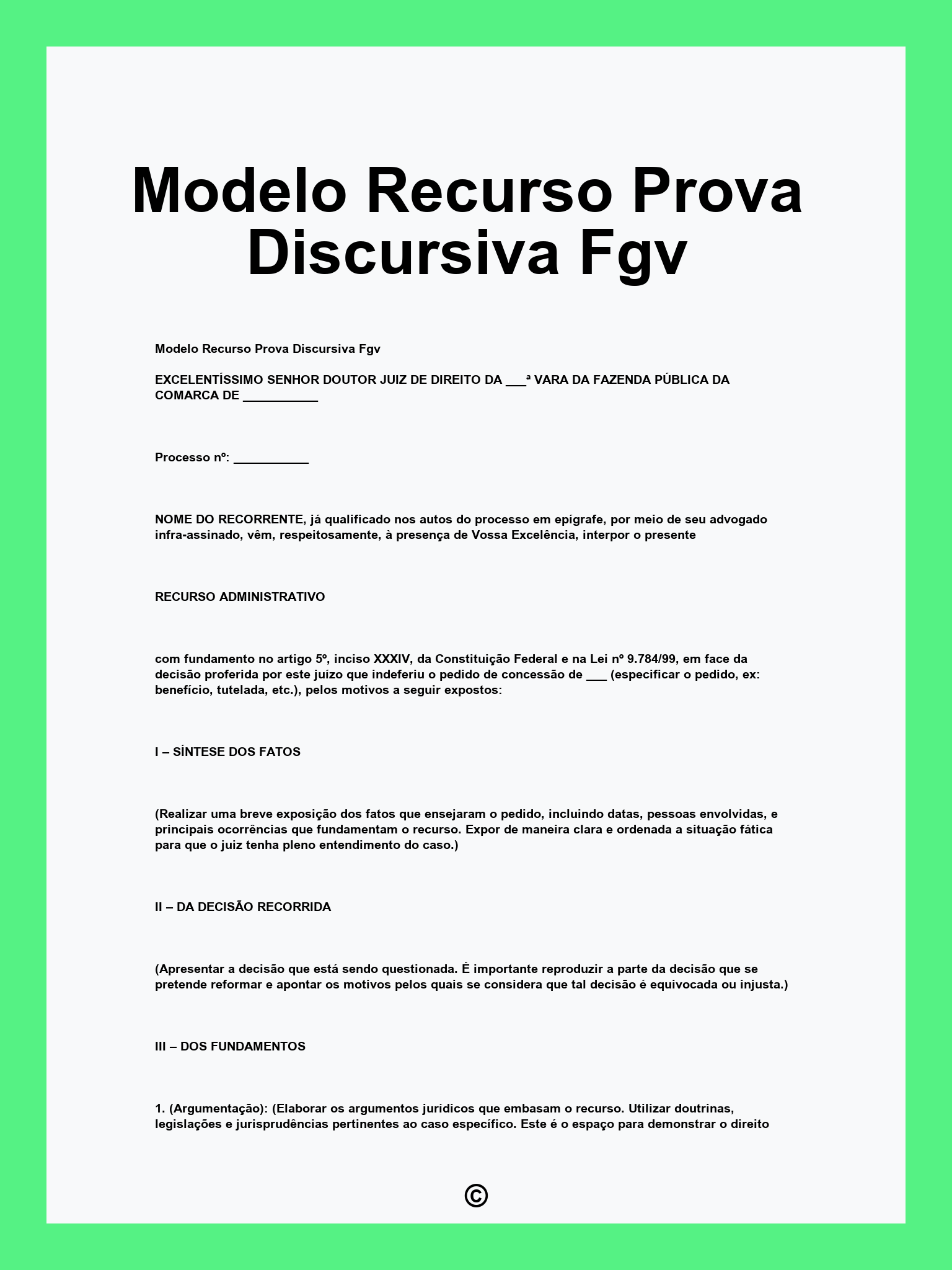 Modelo Recurso Prova Discursiva Fgv