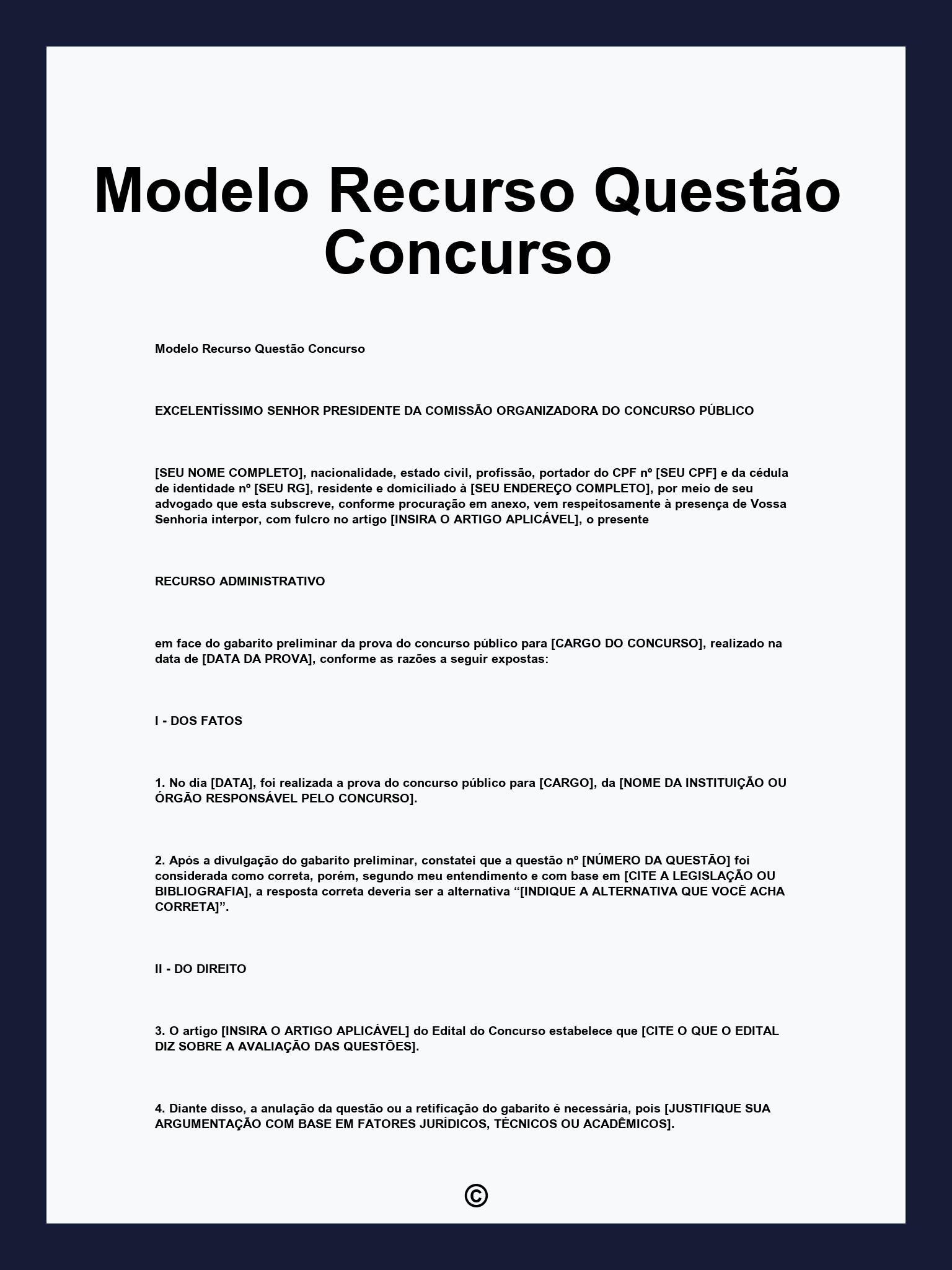 Modelo Recurso Questão Concurso